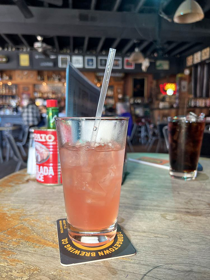 Even the drinks at Slim's know how to have fun. This refreshing pink concoction is the perfect counterpoint to all that hearty chili.