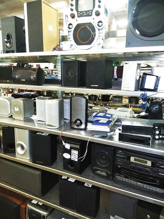 Electronics graveyard or tech treasure trove? You decide while browsing stereos that once ruled living rooms.