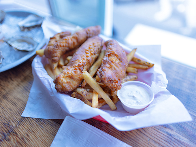 Fish and chips that would make the British weep with joy&mdash;crispy, golden batter protecting flaky white fish like edible treasure chests.