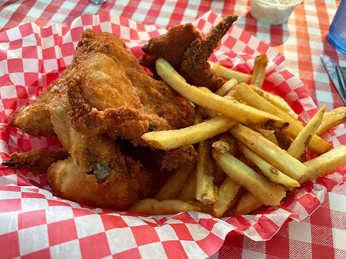 Fried chicken so perfectly golden it deserves its own trophy. This is what other fried chicken dreams of becoming when it grows up.