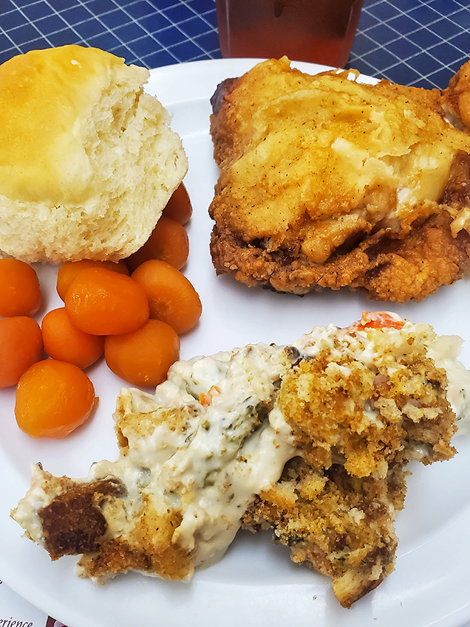Fried chicken with sides that don't know they're supporting actors&mdash;each component on this plate deserves its own standing ovation.