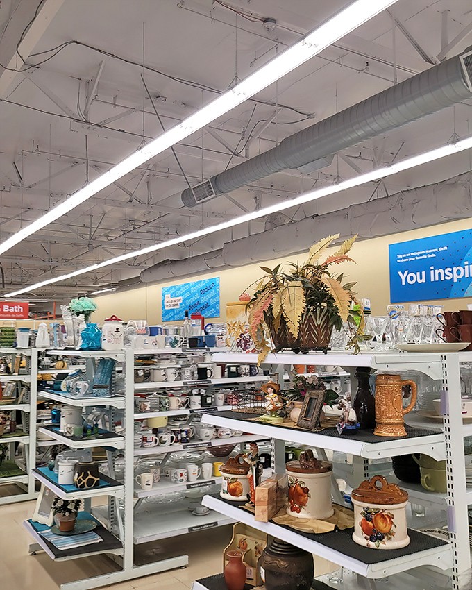 Walking these aisles is like time-traveling through decades of fashion, where yesterday's trends await their inevitable comeback.