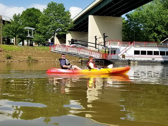 River life in Marietta isn't a spectator sport. These kayakers are experiencing the Ohio River the way it was meant to be&mdash;minus the 19th-century steamboat traffic.