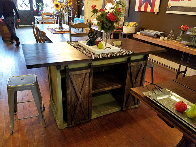 Farm-to-table gets literal with this barn-door island. Perfect for the kitchen where you want to say "rustic chic" without actually having to milk a cow.