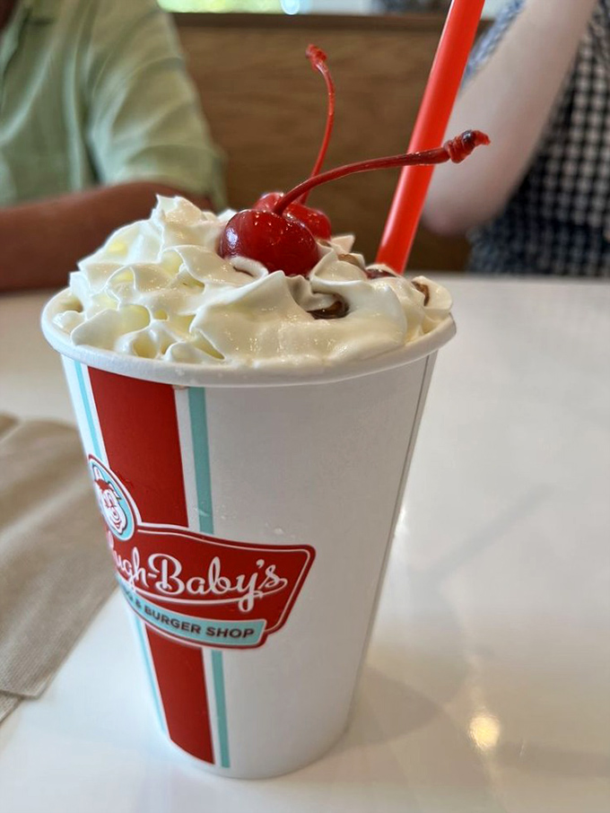 Not just a milkshake but a time machine&mdash;thick enough for a spoon, topped with whipped cream and that essential cherry on top.