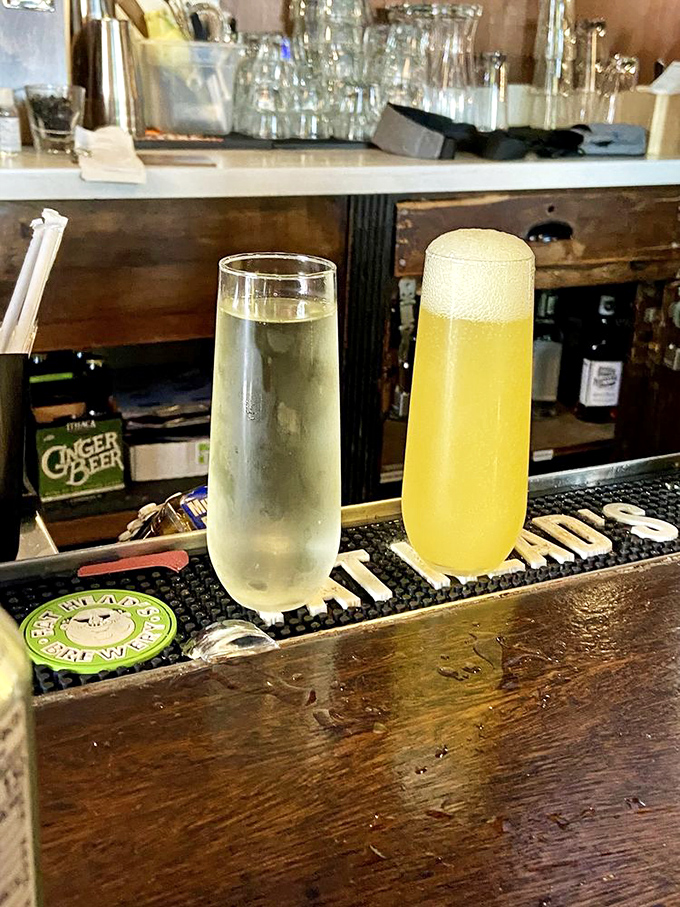 Morning mimosas that promise to make even Monday feel like Saturday. The perfect golden ratio of champagne to sunshine.