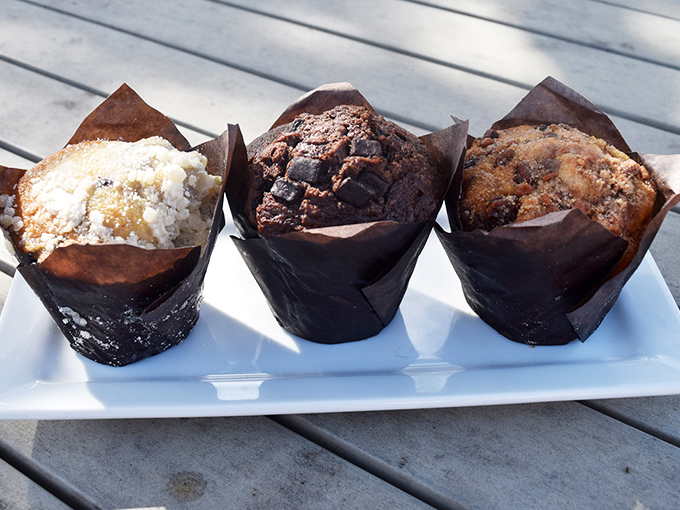 Muffin tops that deserve their own zip code. These bakery beauties make continental breakfast seem like cruel and unusual punishment.