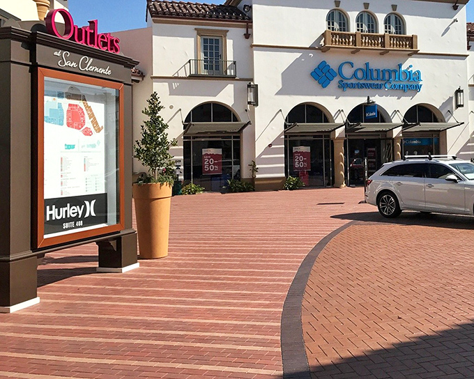 Mediterranean architecture meets American consumerism as Columbia Sportswear offers adventure gear for your next expedition&mdash;or just Tuesday's errands.