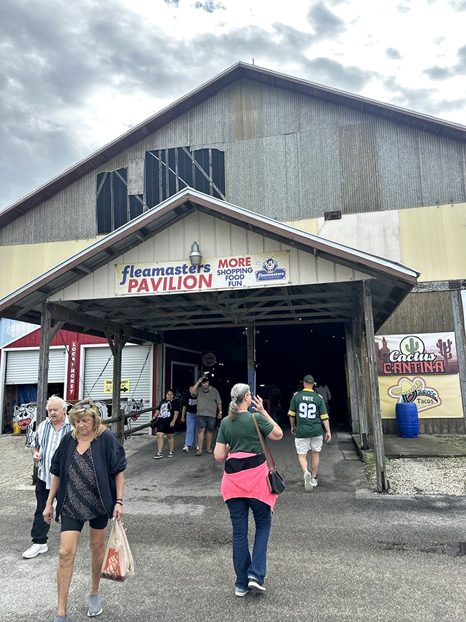 The Fleamasters Pavilion entrance beckons shoppers with its "More Shopping Fun" promise&mdash;a siren call few bargain hunters can resist.