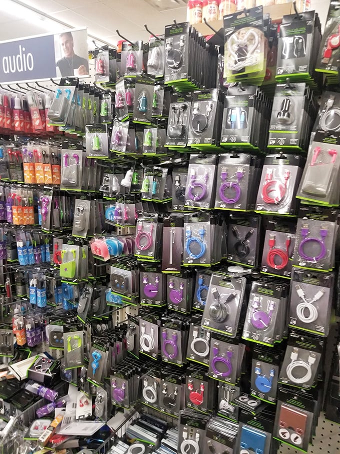 Tech treasures galore! Colorful earbuds and charging cables that mysteriously disappear from your home now have affordable replacements.