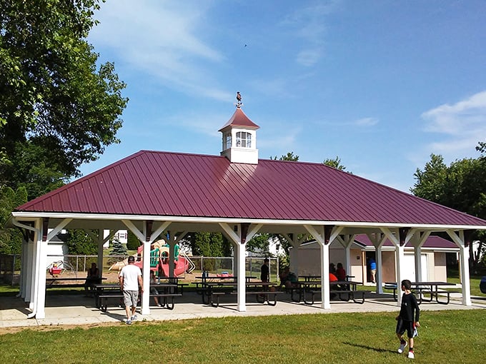 Gather, feast, connect. This picnic pavilion hosts everything from family reunions to community celebrations, sheltering generations of shared meals and memories.