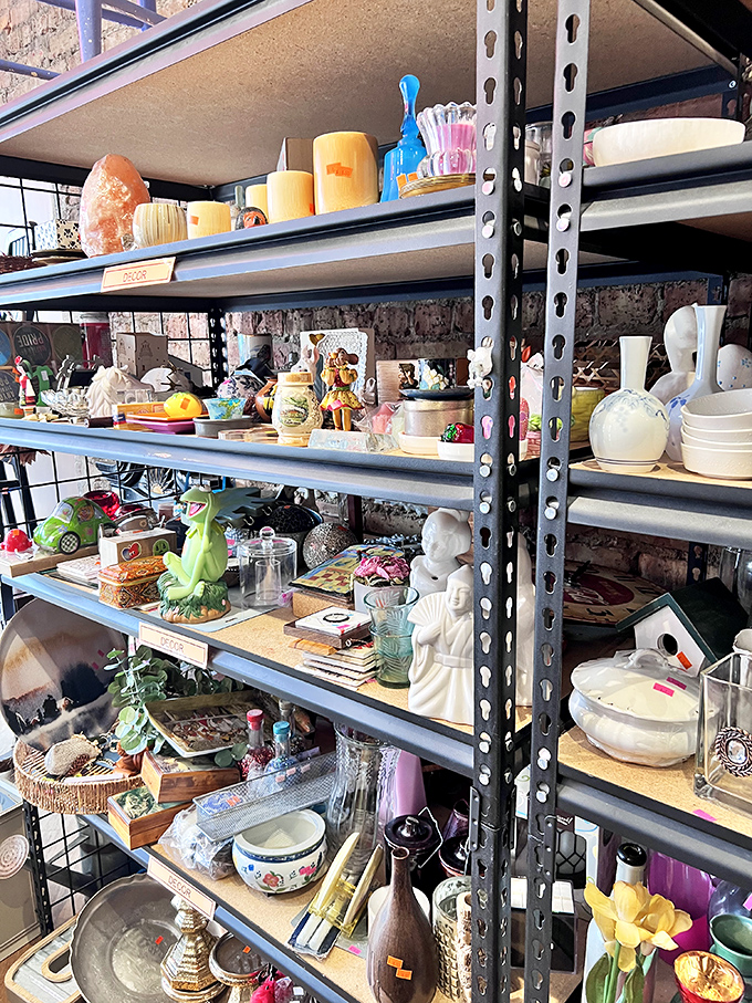 Tchotchke heaven stretches as far as the eye can see. From religious figurines to colorful vases, this is where personality pieces find their second act.
