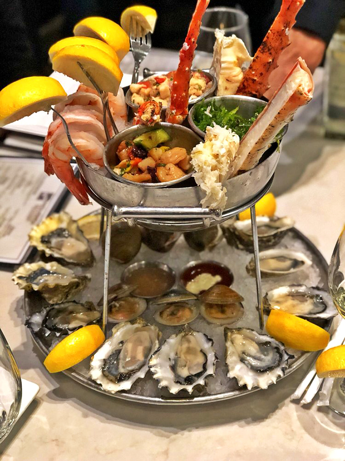 Not so much a seafood tower as a seafood skyscraper&mdash;a multi-level celebration of the ocean's finest treasures on ice.