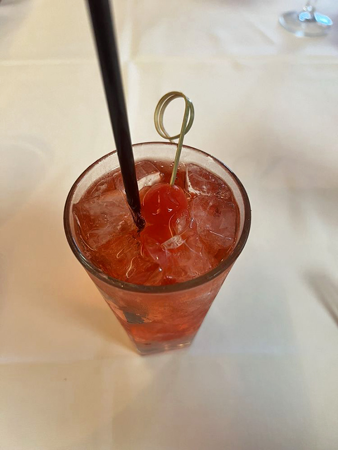 Even the Shirley Temple gets the royal treatment here, because every detail matters in a place like this.