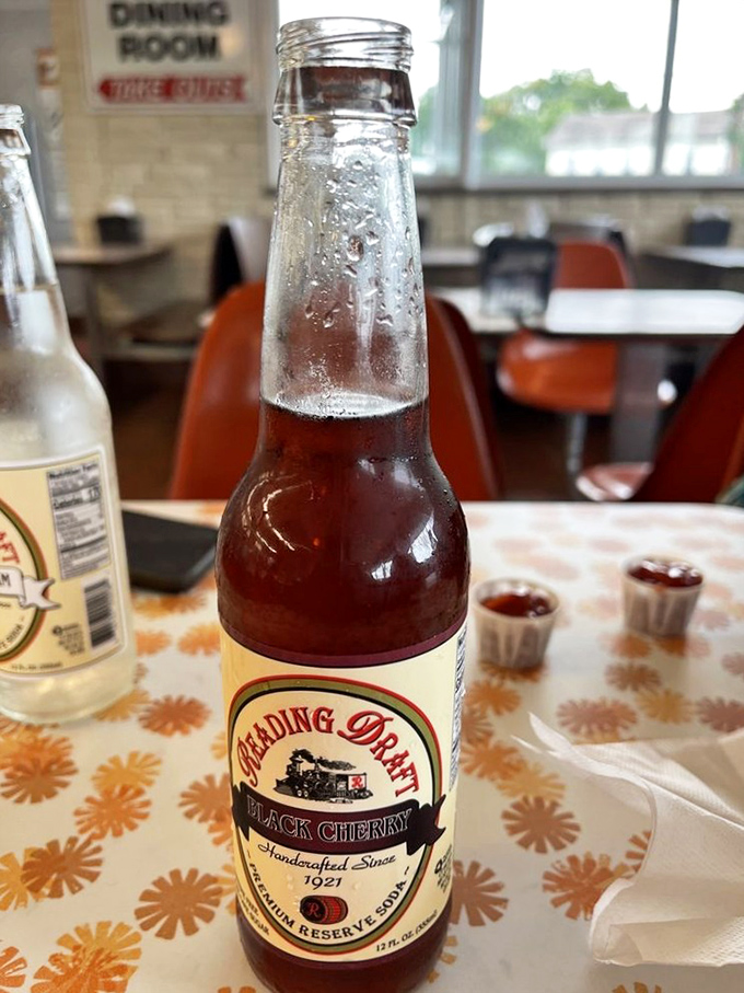Nothing beats an ice-cold Reading Draft Black Cherry soda to complete your authentic Pennsylvania dining experience.