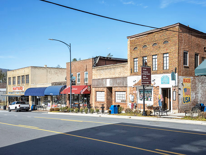 Brevard's storefronts maintain that perfect small-town aesthetic – where window shopping becomes an actual afternoon activity rather than a metaphor.