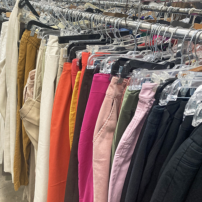 Color-coded pants paradise &ndash; from business khakis to bold fuchsia statements that scream "I'm not like other retirees!"