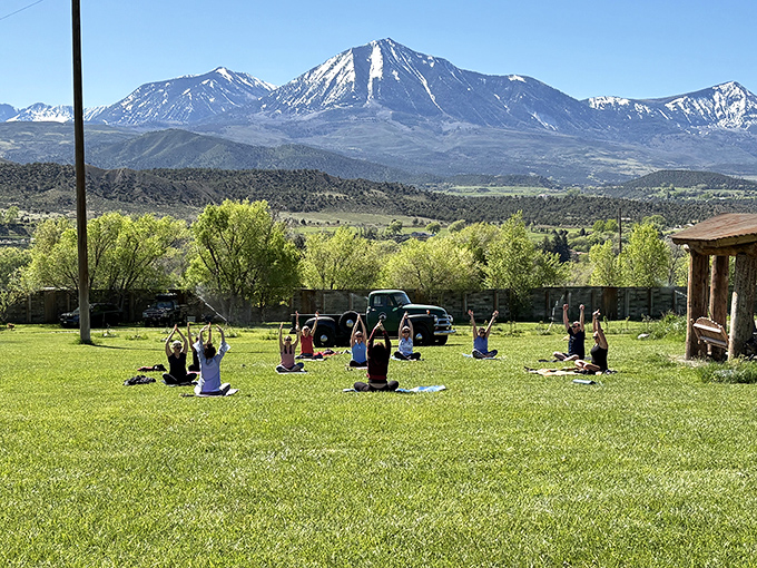 Mountain-view yoga might be the only exercise where "downward dog" comes with an upward spiritual experience. Those peaks make perfect meditation partners.