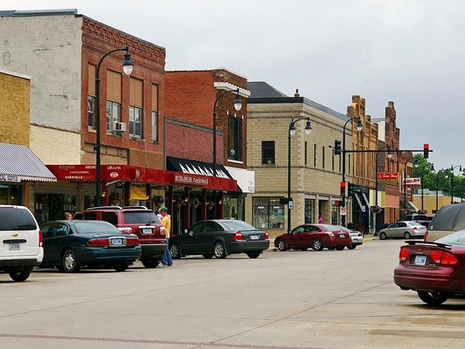 Algona's historic theater anchors a downtown where entertainment and affordability share equal billing.