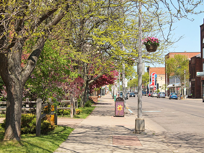 Ashland's historic downtown glows, showcasing brick buildings that have witnessed a century of Lake Superior stories. 