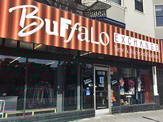 Thrift Town's retro sign promises an old-school treasure hunting experience. No algorithms here &ndash; just good old-fashioned browsing!