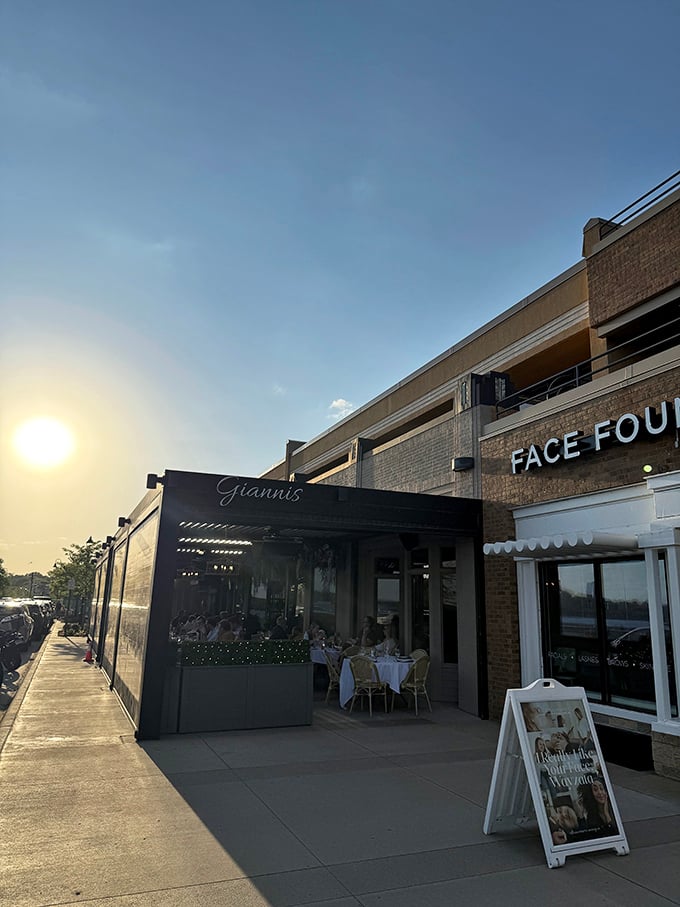 Gianni's outdoor seating area offers the perfect summer dining experience. Lake country elegance meets serious steak expertise.