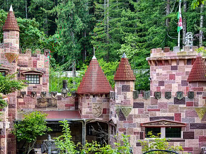 Rustic royalty! This whimsical stone castle among the redwoods brings medieval Scotland to the Santa Cruz Mountains.