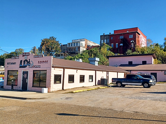 LD's cheerful pink exterior proves great pizza comes in the most unexpectedly delightful packages always.