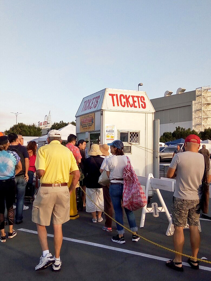 Ticket booth at Long Beach Antique Market &ndash; where the early bird catches the mid-century modern worm.