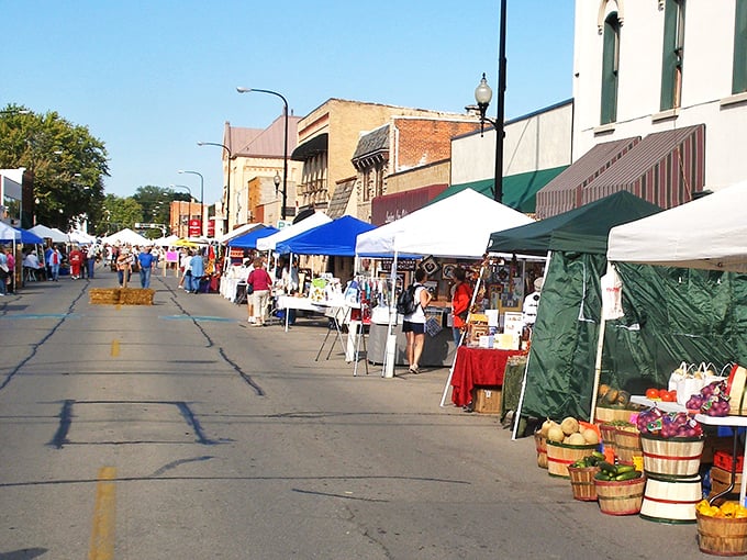 New London: Classic storefronts stand at attention along a Main Street where your retirement check commands respect.