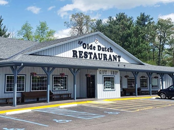 Olde Dutch Restaurant's crisp blue siding and welcoming porch promise a meal that'll have you plotting your return before dessert arrives.