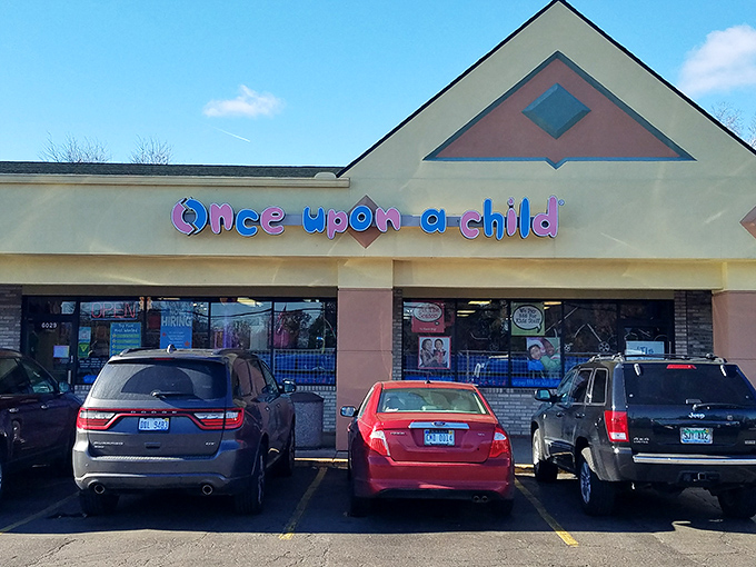 Once Upon A Child's whimsical signage hints at the storybook bargains waiting for growing families inside.