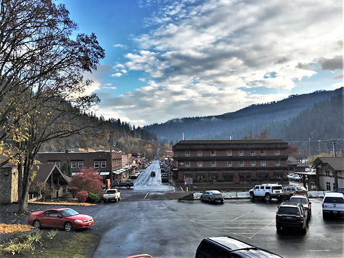 Orofino's misty mountain backdrop creates a dramatic setting for this affordable riverside community.