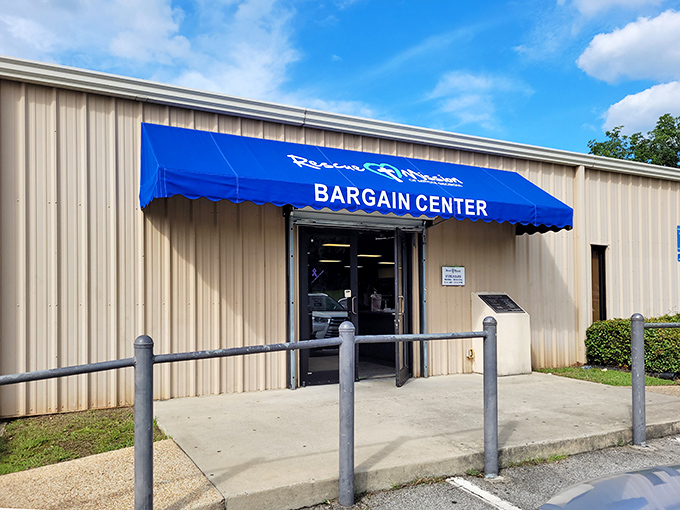 That blue awning beckons like an oasis in a desert of retail prices - refreshment for your home and wallet.