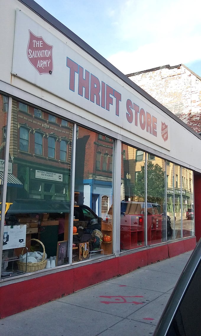 The Salvation Army's classic red-and-white storefront has been the backdrop for countless "look what I found!" moments.