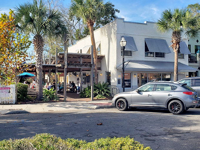 Sunshine yellow and seafood fresh! Timoti's charming facade houses sustainable seafood that tastes like vacation on a plate.