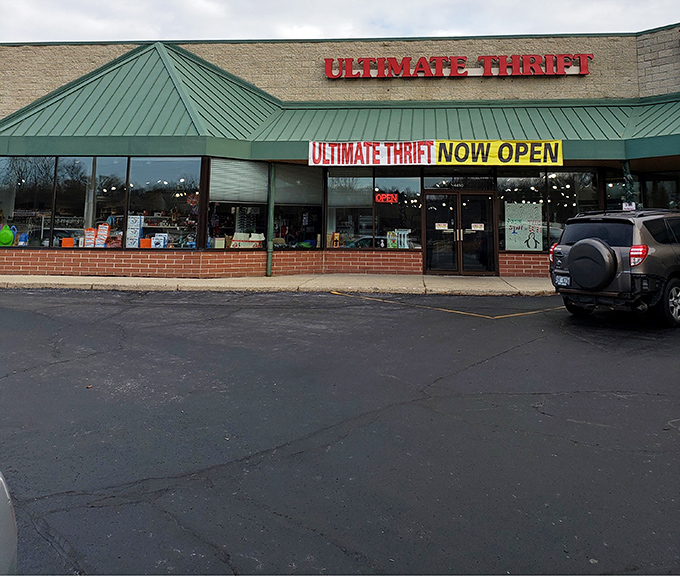 Ultimate Thrift's green-topped entrance promises an adventure where one person's "enough already" becomes another's "just what I needed!"