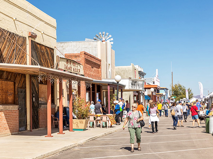 Willcox's historic downtown buildings bask in the golden hour light, their brick facades telling tales of cowboys and railroads.