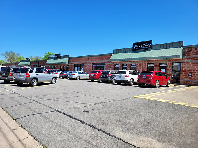 Yours Truly's storefront might look unassuming, but those parking spaces fill up faster than free donuts at an office meeting.