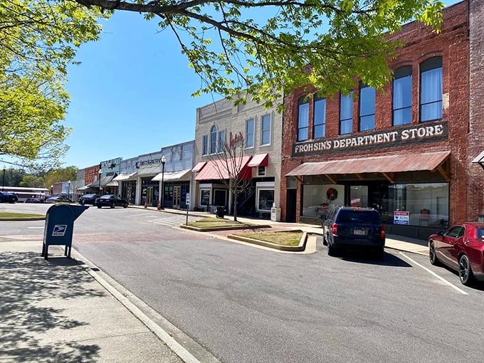 Historic buildings frame Alexander City's main street, where affordable living comes with a side of architectural character.