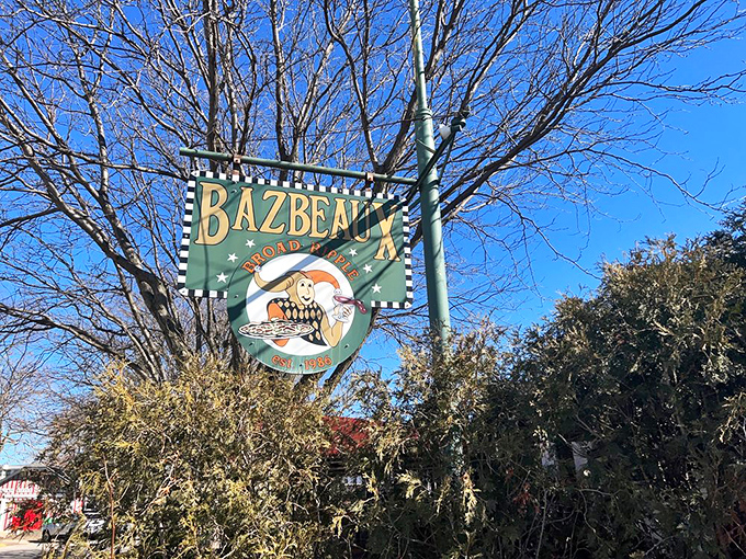 That checkered Bazbeaux sign has the vintage cool factor of vinyl records and typewriters&mdash;but their pizza innovation is thoroughly modern.