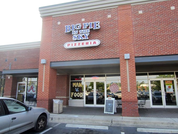 The shopping center home of Big Pie in the Sky is unassuming, but don't be fooled. Pizza giants live in modest houses too.