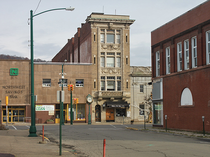 The historic buildings of Bradford stand tall against blue skies, housing local businesses where your dollar stretches further than in cities.