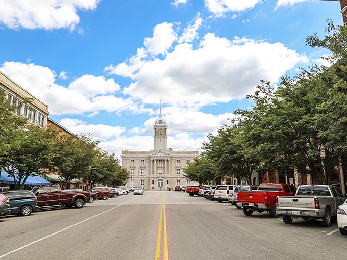 Historic buildings frame Columbia's main street, where your retirement dollars stretch as far as the Tennessee sky. Southern charm meets sensible living.