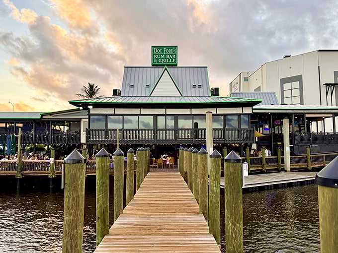 Dock and dine done right! Doc Ford's wooden walkway invites you to leave ordinary life behind with every step.