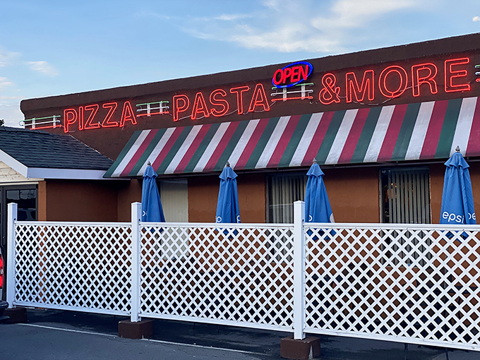 Treat yourself to a wonderful meal at Elizabeth's Pizza, where you can enjoy fresh pasta and slices on the patio.