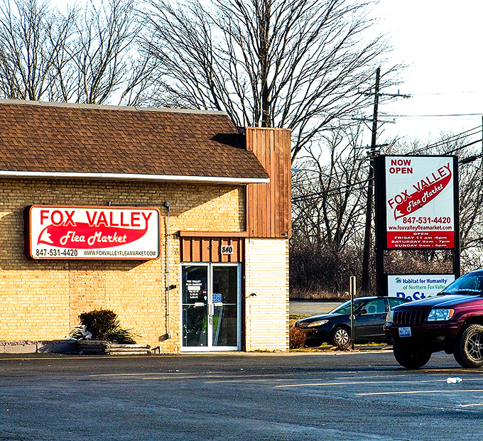 This unassuming brick building houses weekend wonders for shoppers seeking both practical and whimsical finds.