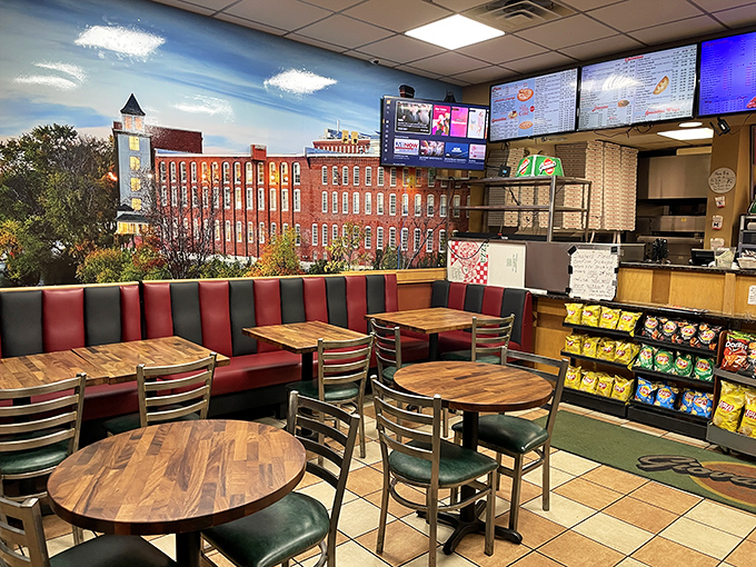 The open kitchen at Giovanni's lets you watch the pizza magic happen - from dough tossing to that perfect cheese pull.