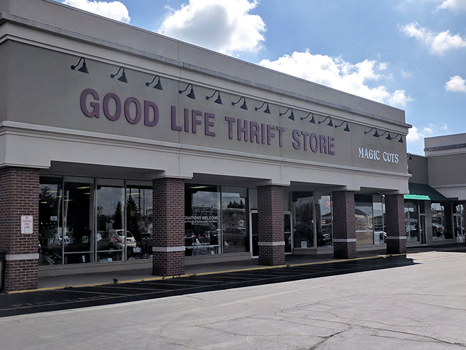 Sunshine gleams off Good Life Thrift's welcoming facade &ndash; a hint at the bright bargains waiting inside.