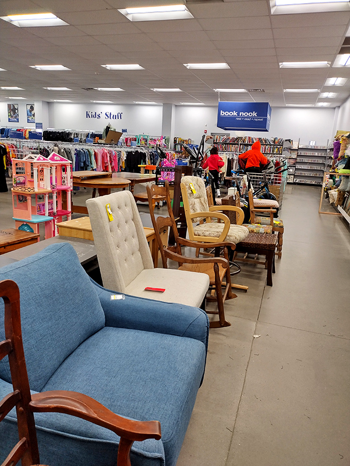 The furniture section creates little living room vignettes. It's like walking through a dozen different homes without wiping your feet!